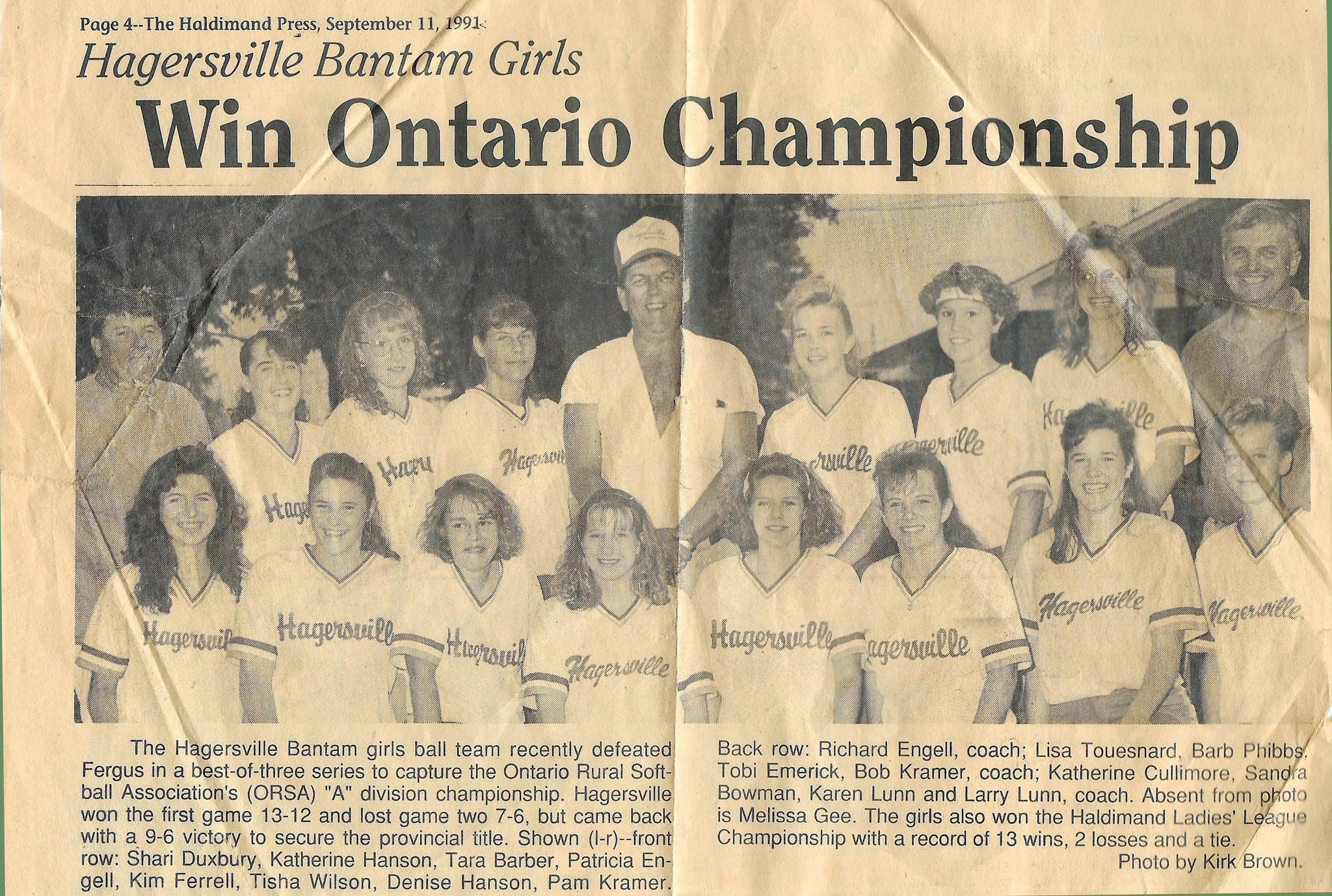Way We WereLarry Lunn Bantam Girls | The Haldimand Press